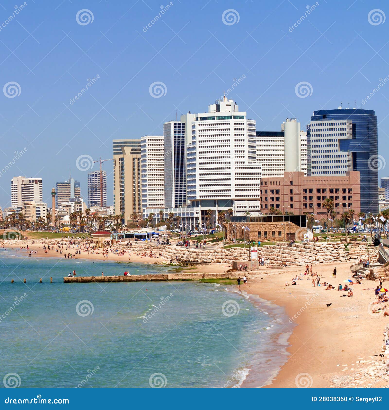 Tel-Aviv beach stock photo. Image of cityscape, high - 28038360
