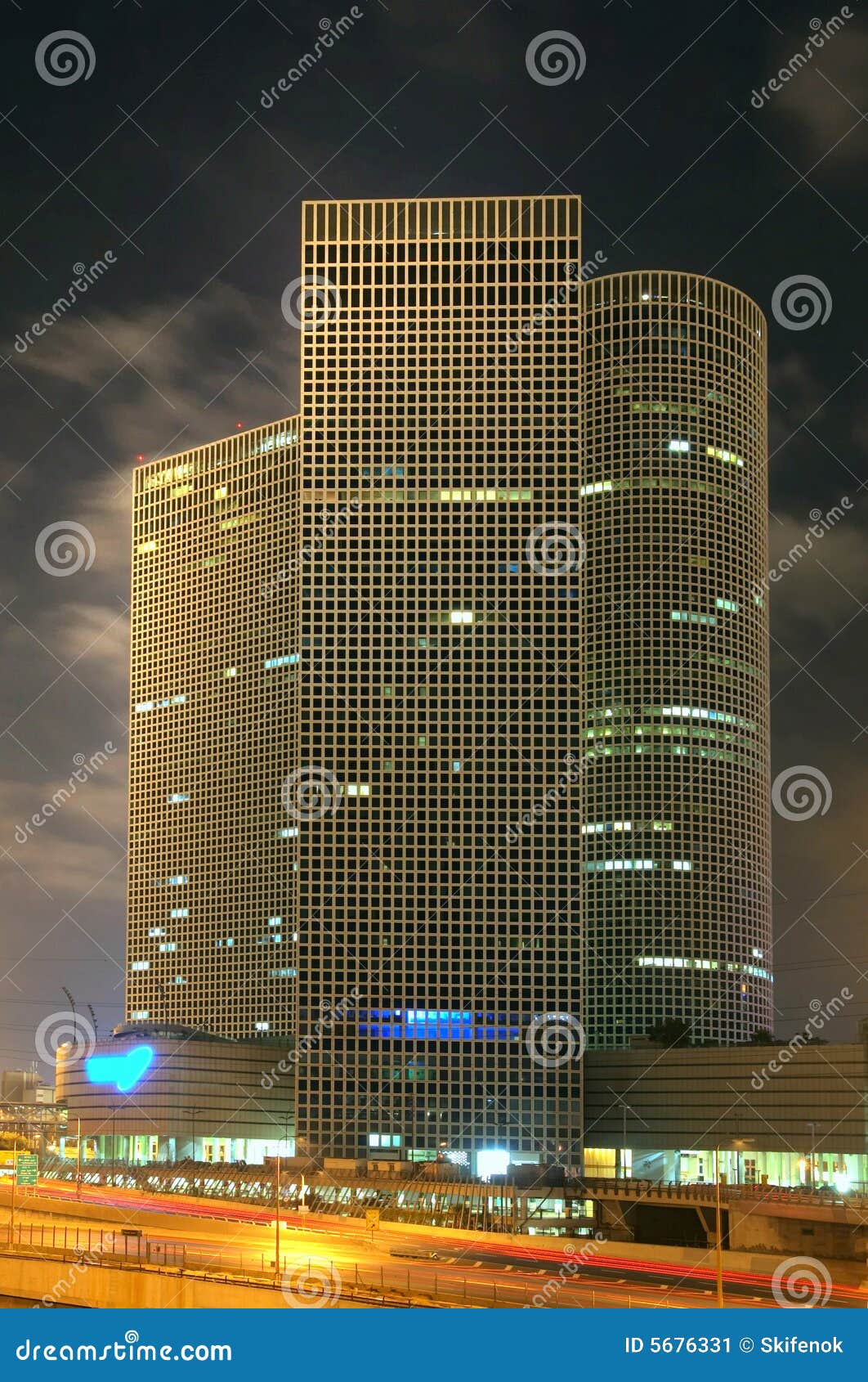 Tel-Aviv center by night stock image. Image of israel - 5676331