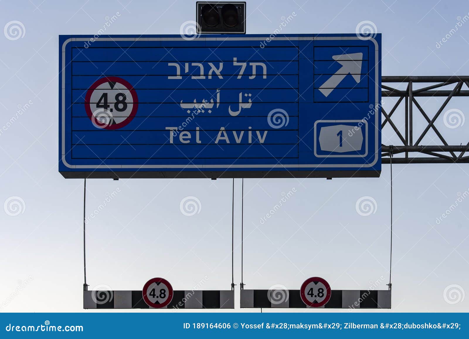 Tel Aviv ISRAEL : Jerusalem Direction Sign on Highway 1 in Tel Aviv ...