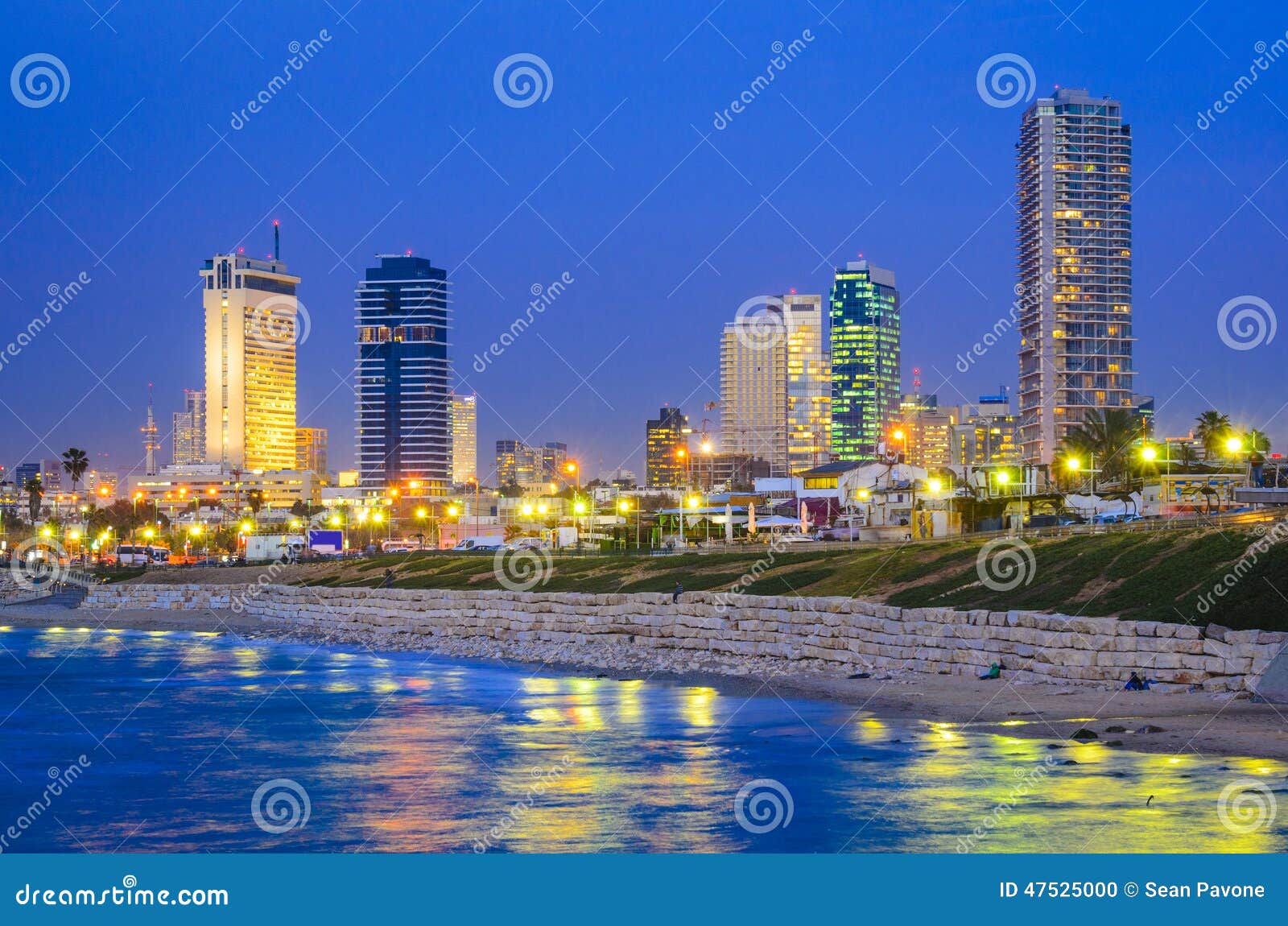 Tel Aviv, Israel Skyline stock photo. Image of dark, east - 47525000