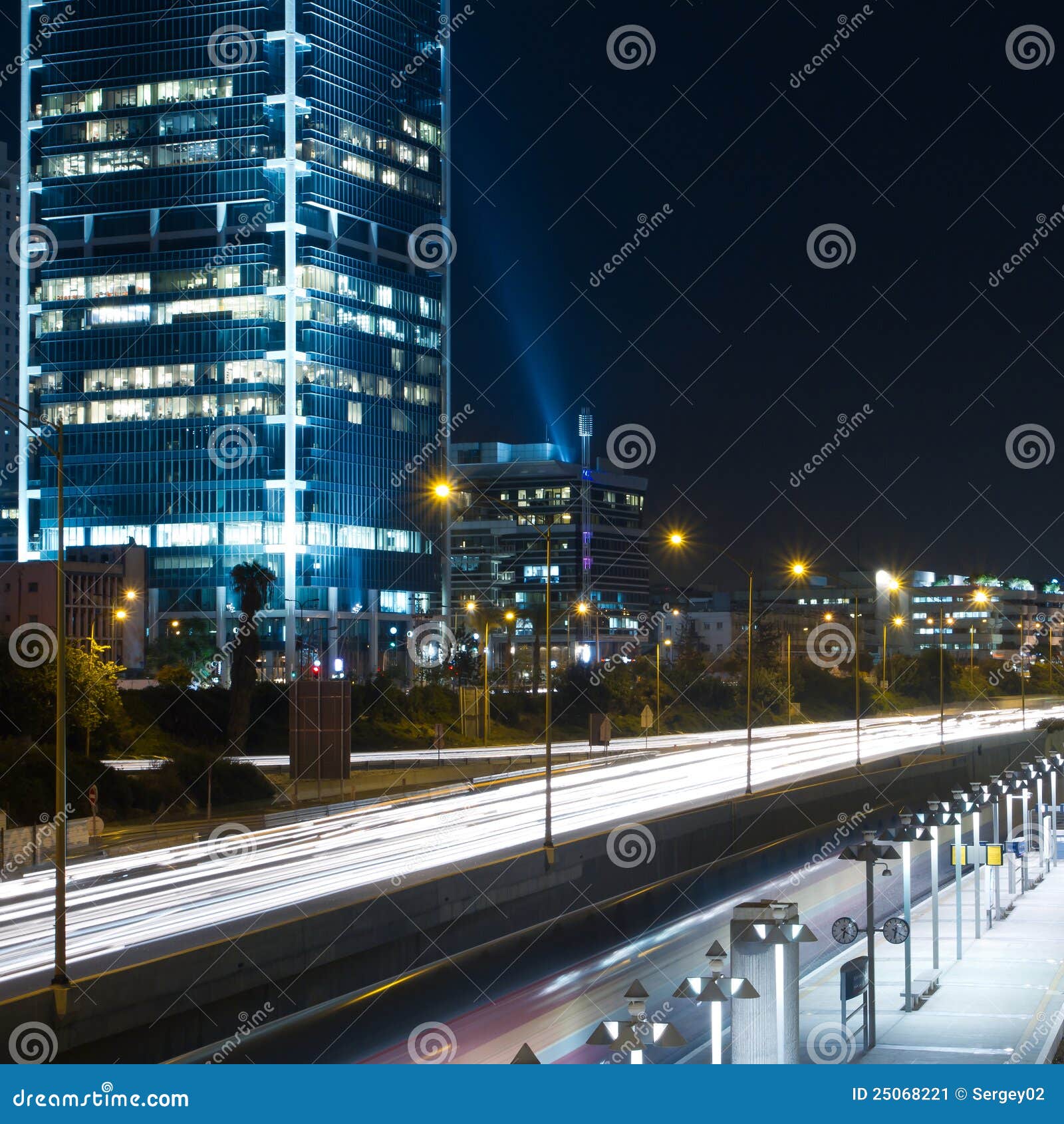 Tel Aviv at night stock image. Image of facade, large - 25068221