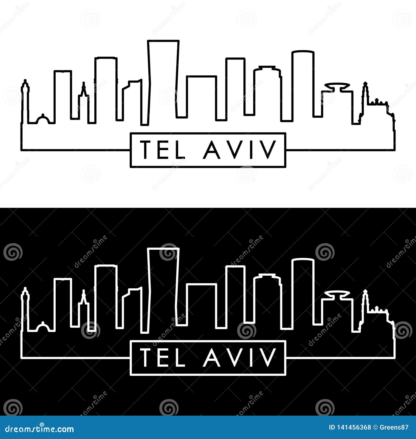 Tel Aviv Skyline. Linear Style. Stock Vector - Illustration of ...