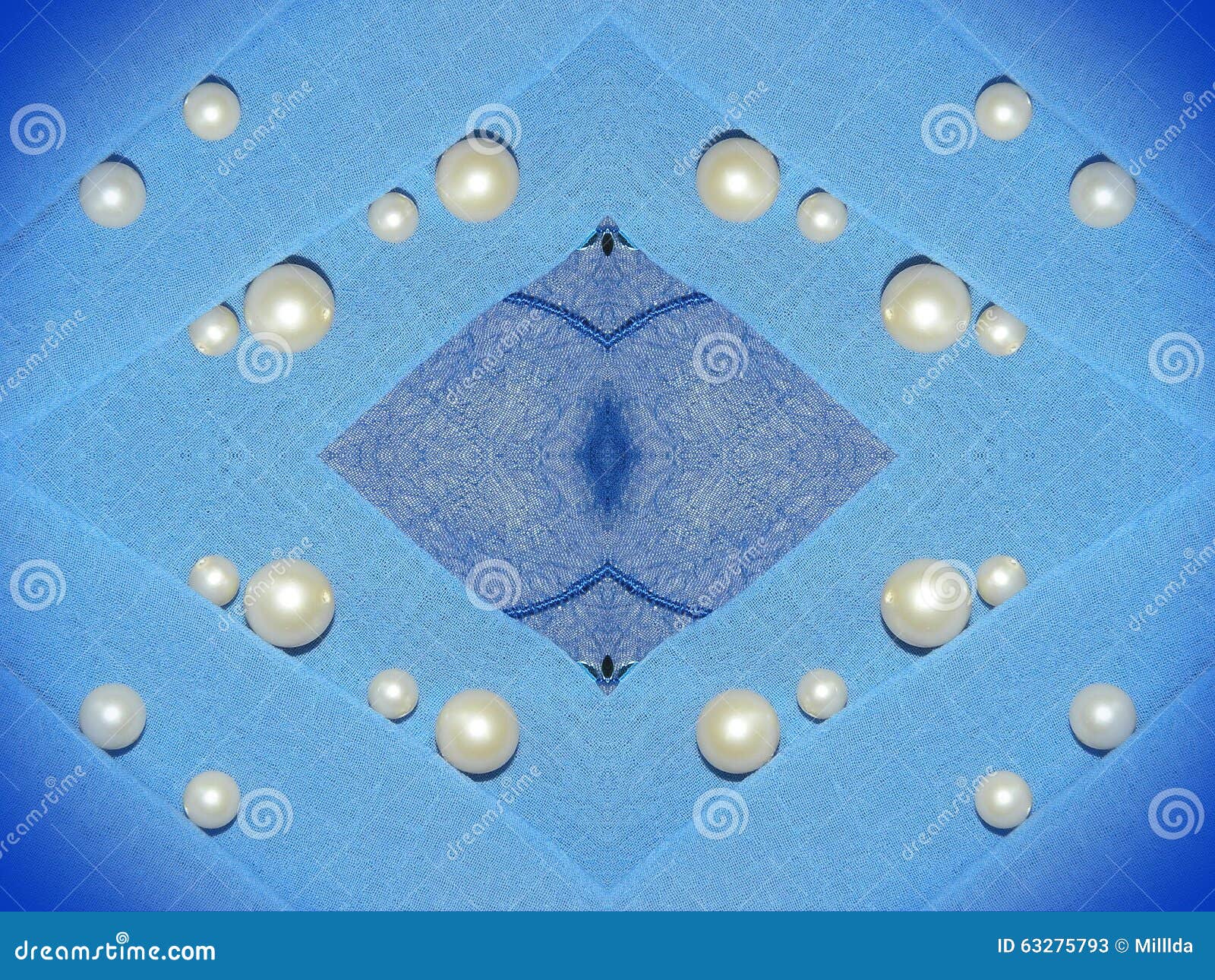 Tela azul con las perlas imagen de archivo. Imagen de blanco - 63275793