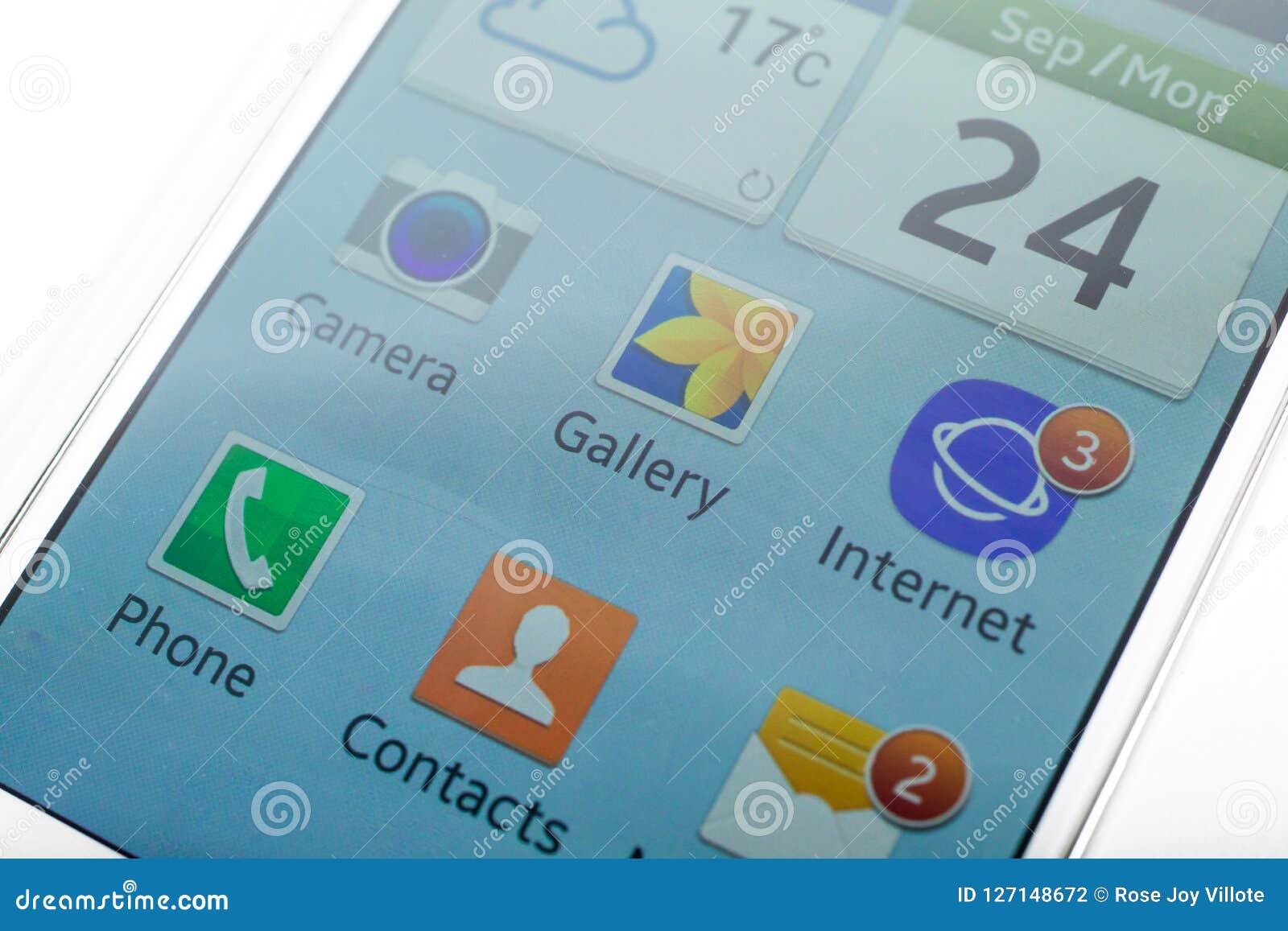 Tela Home De Um Smartphone De Android Que Mostra Seus Apps Fotografia ...