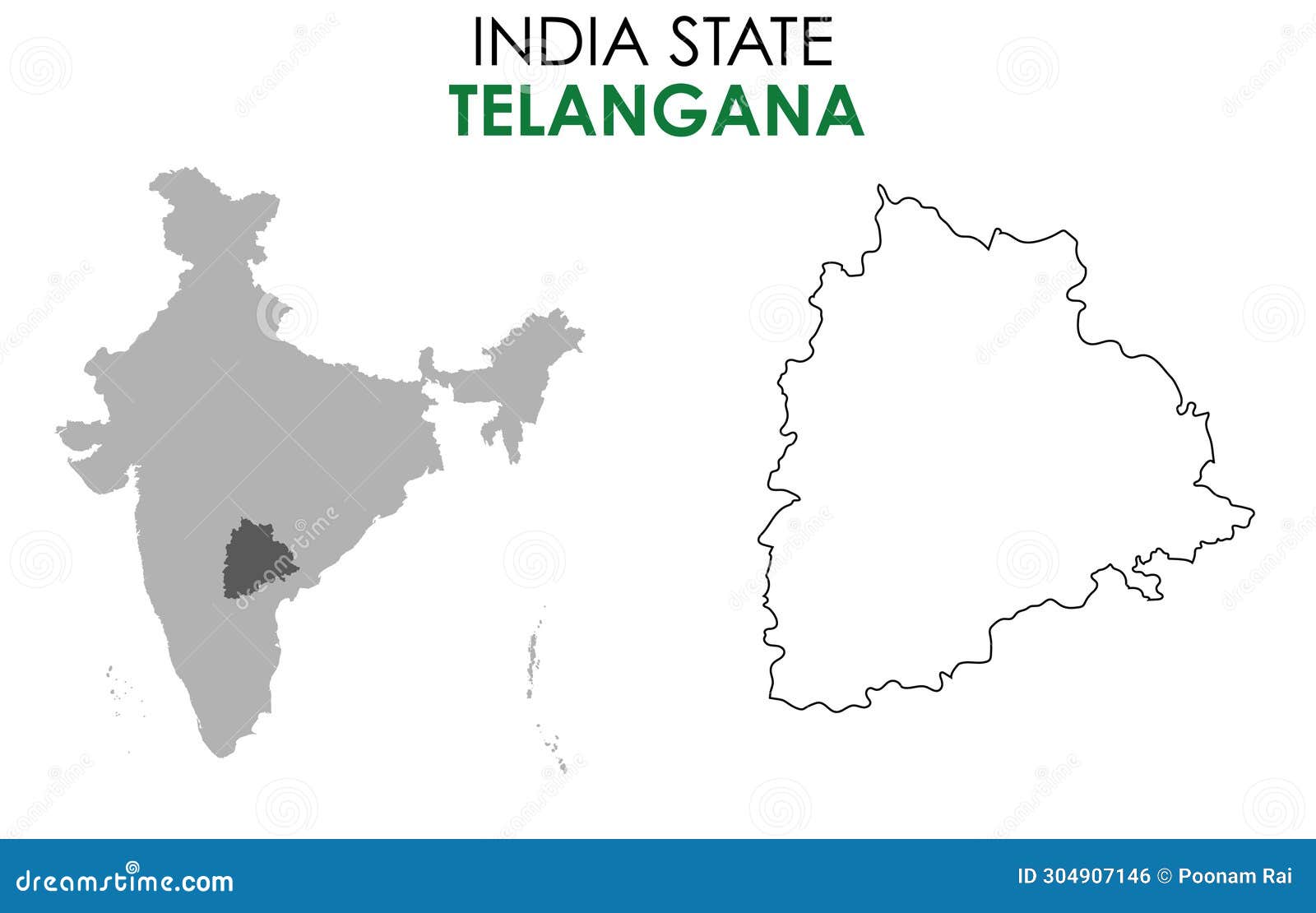 Telangana Map of Indian State. Telangana Map Vector Illustration Stock ...