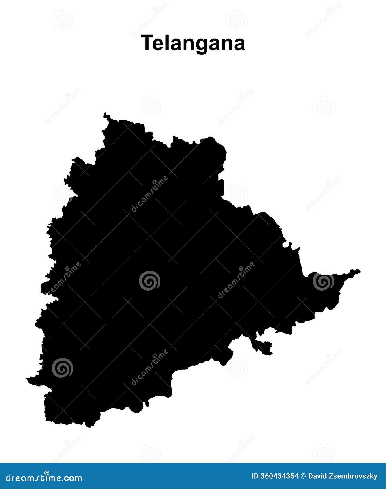Telangana outline map stock vector. Illustration of outline - 360434354