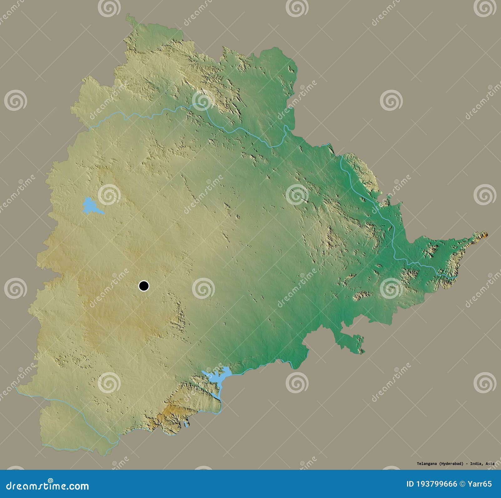 Telangana, State of India, on Solid. Relief Stock Illustration ...