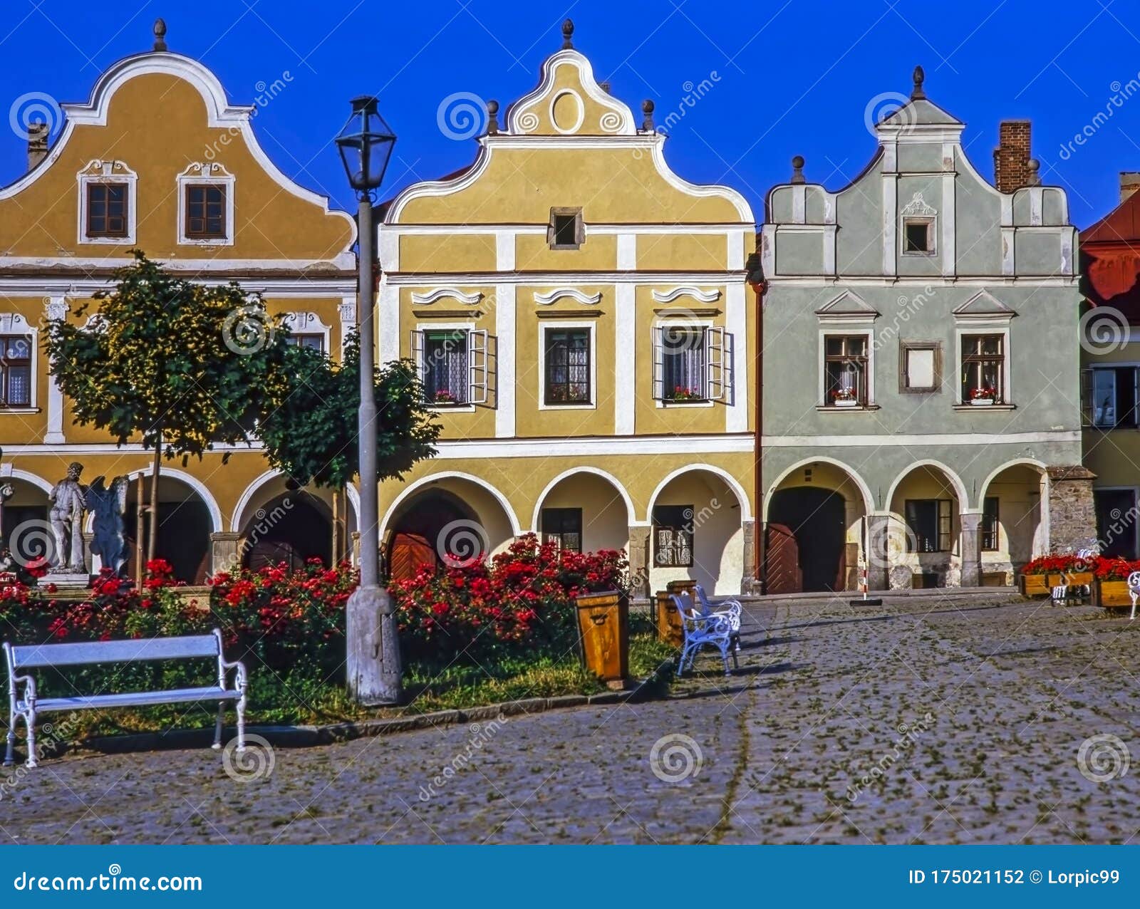 Main Square in Telc, Czech Republic Stock Photo - Image of houses ...