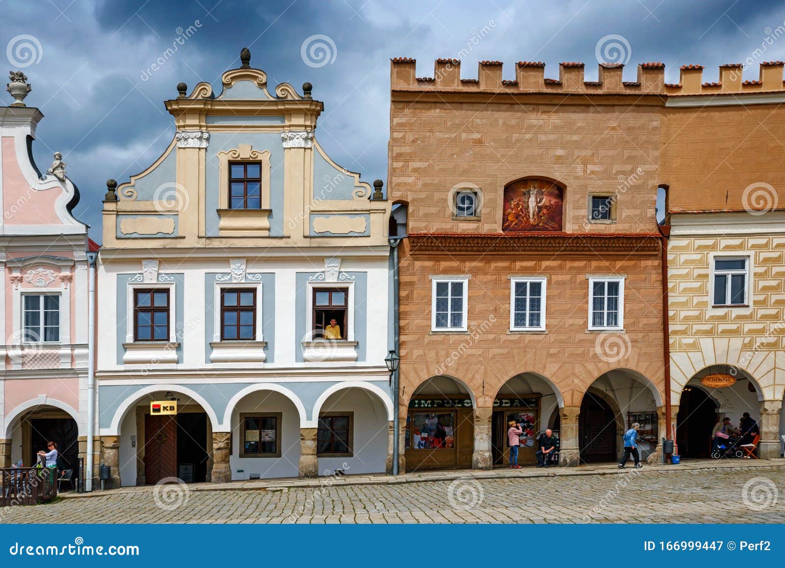 Telc, square editorial photography. Image of buildings - 166999447