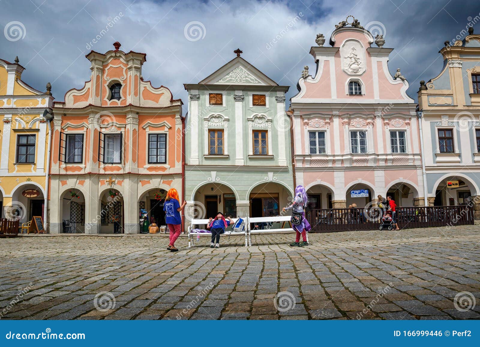 Telc, square editorial photo. Image of wall, clouds - 166999446