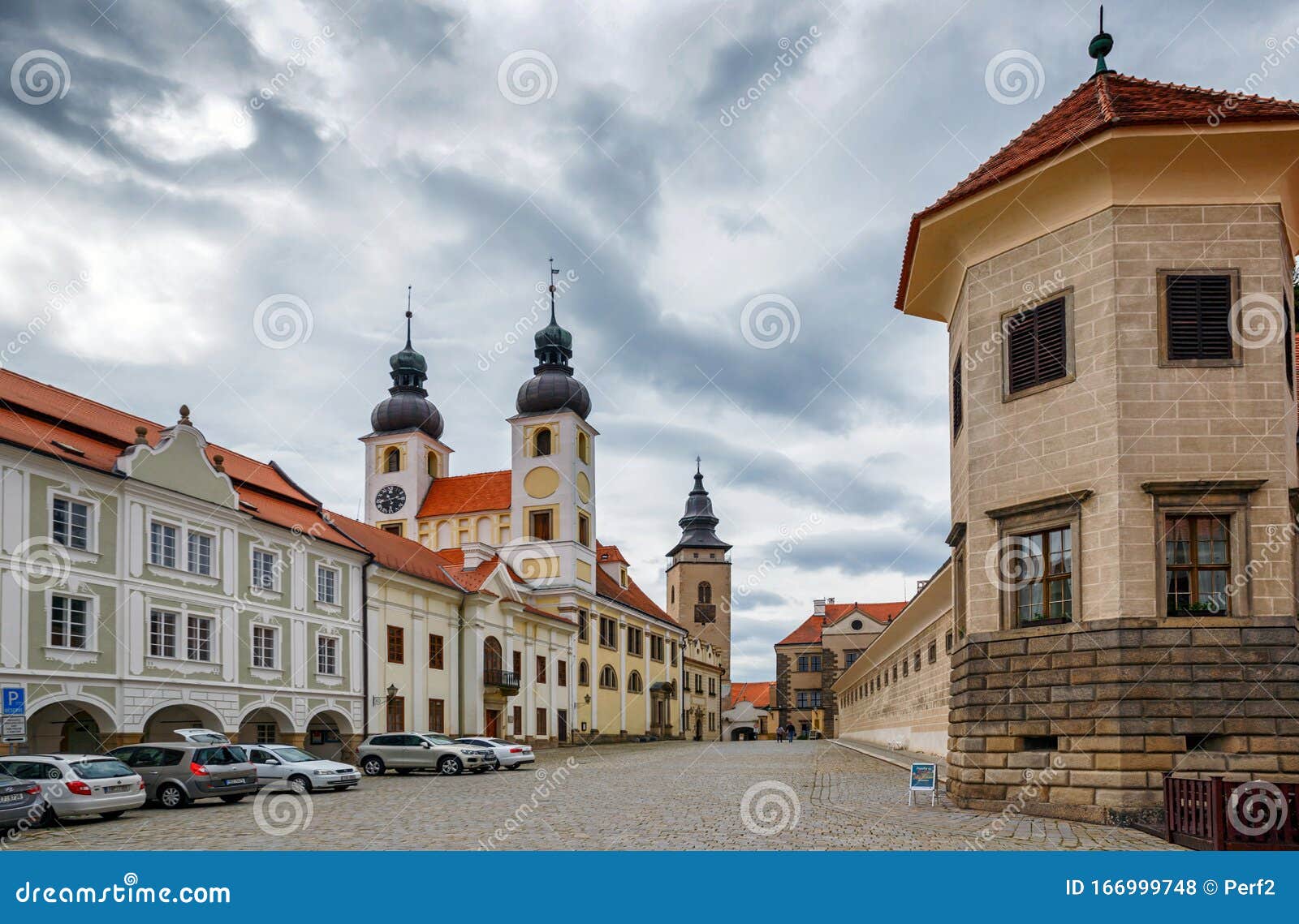 Telc, square editorial stock photo. Image of facade - 166999748