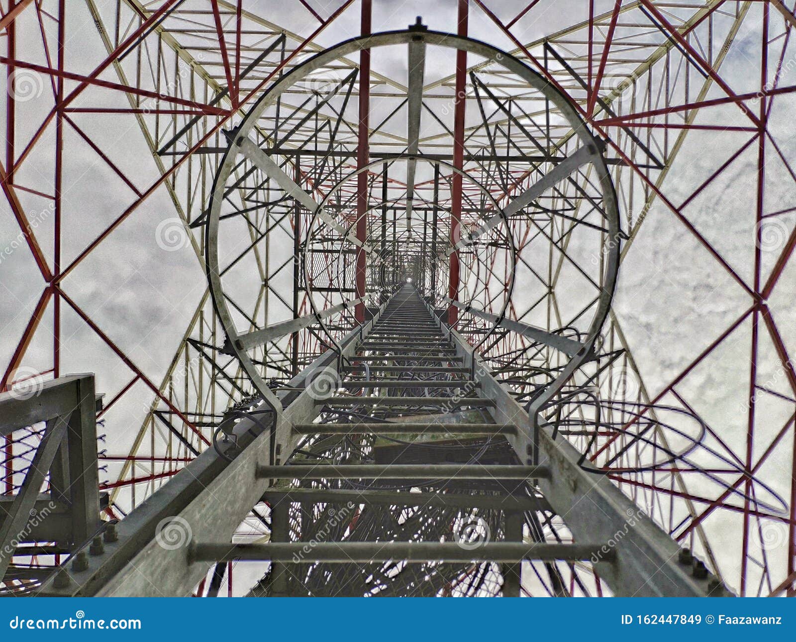 Telco tower ladder stock image. Image of ladder, tower - 162447849