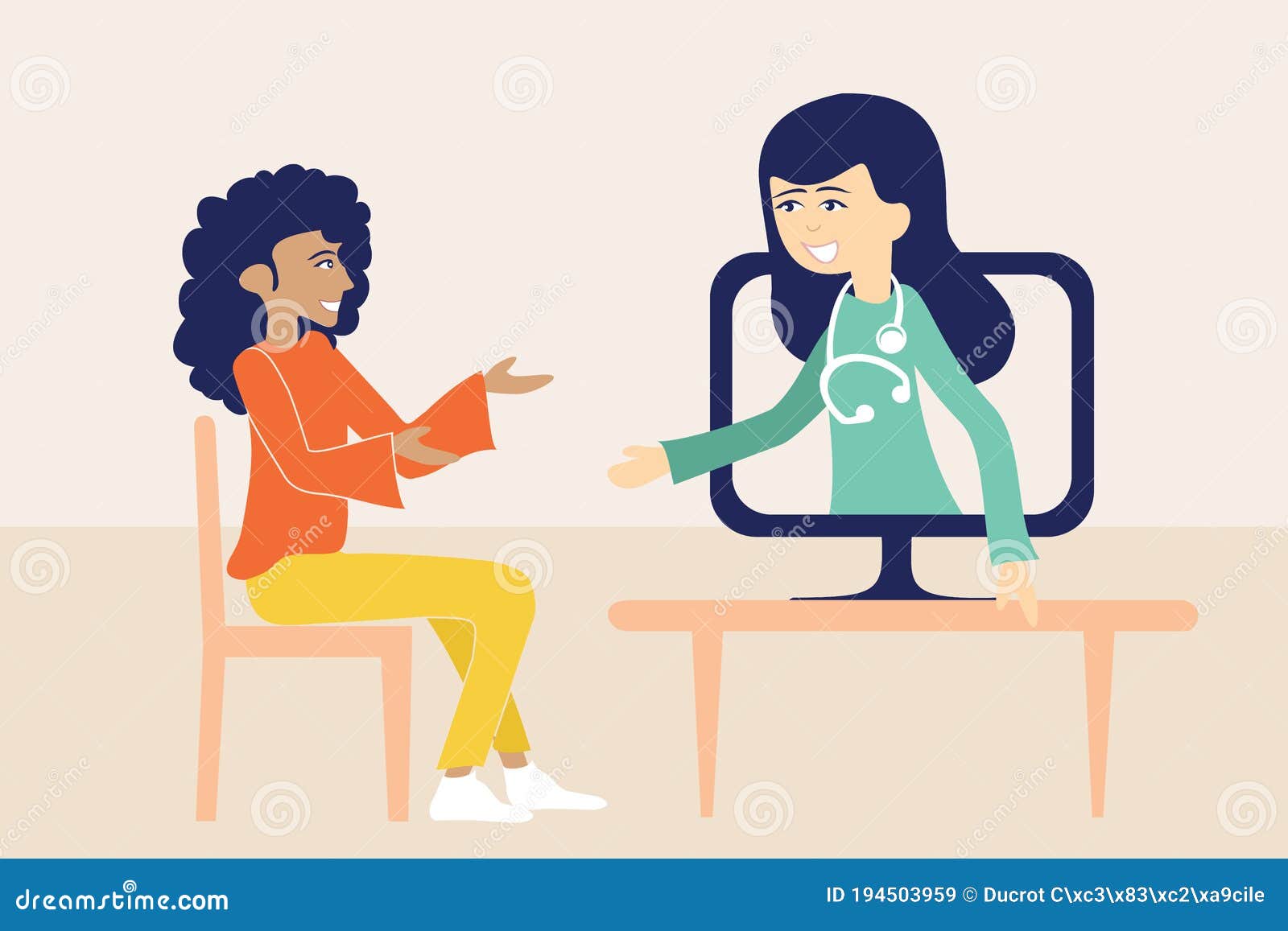Remote Medical Consultation Via Internet, Telemedicine Stock Vector ...