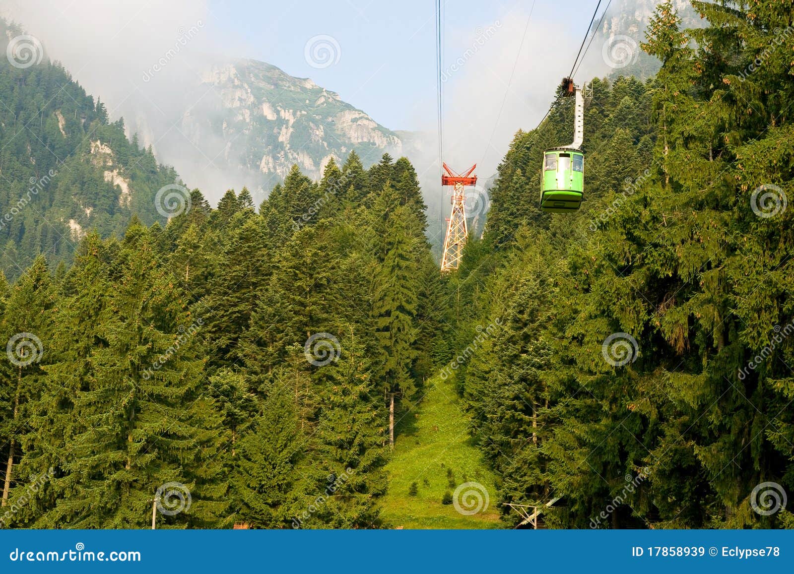Telecabin in Busteni, Romania Stock Image - Image of sunrise ...