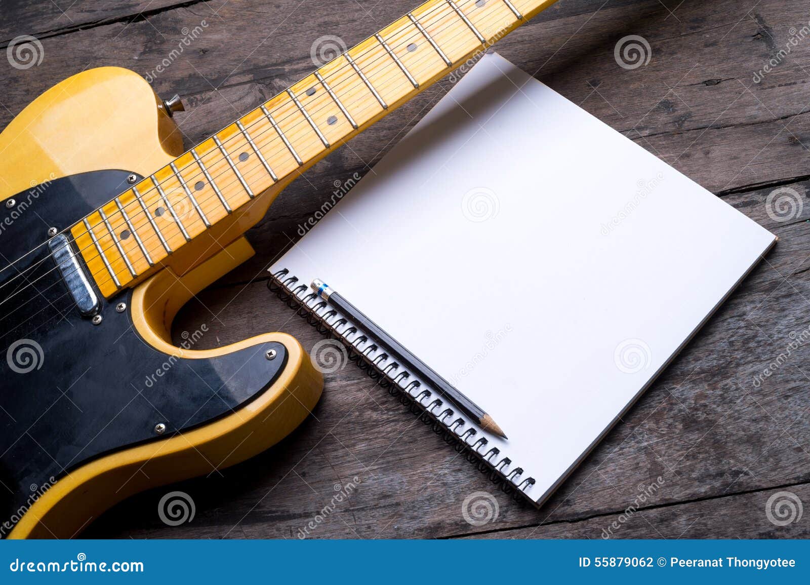 Telecaster With Notepad On Wood Table Royalty-Free Stock Photo ...