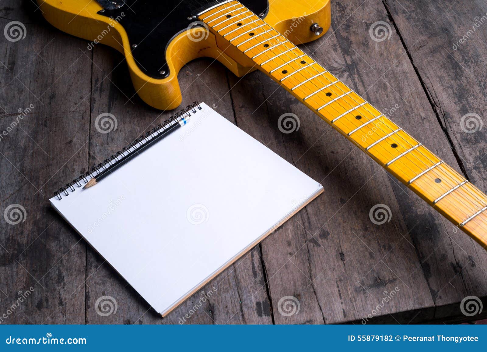 Telecaster With Notepad On Wood Table Royalty-Free Stock Photo ...