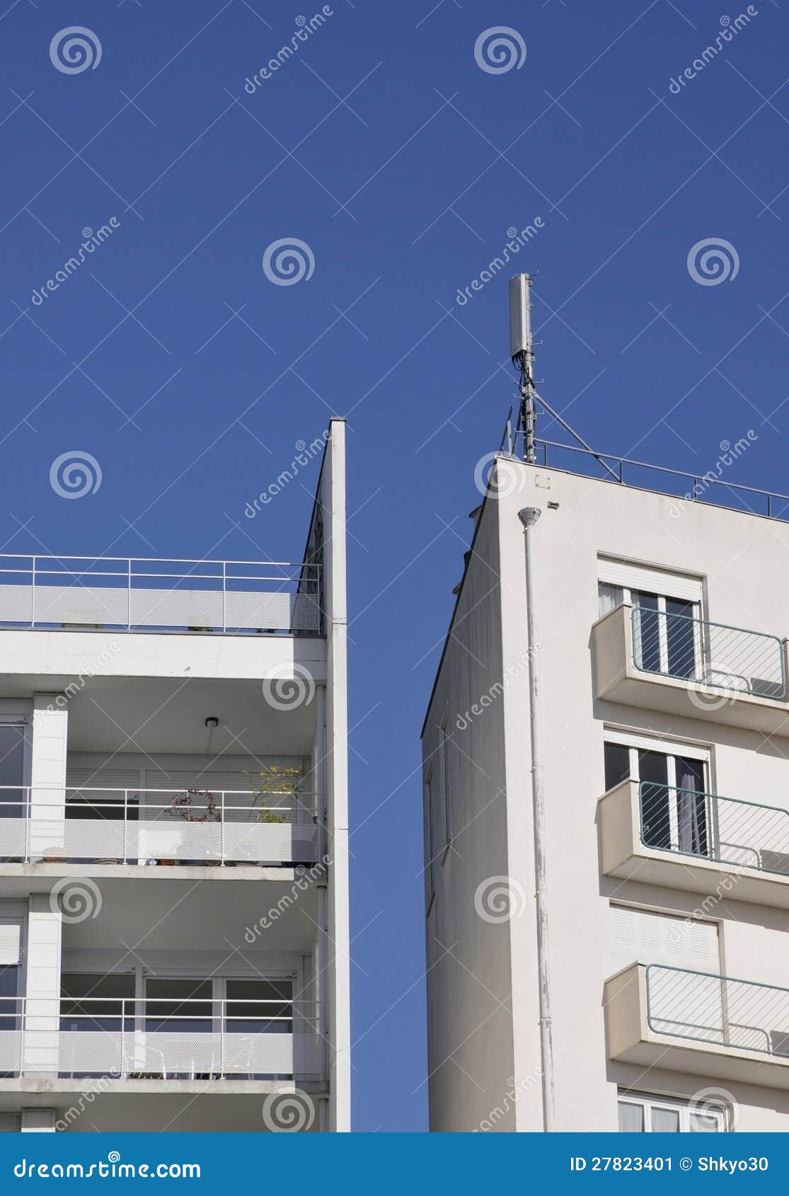 Telecom Antenna on the Roof of an Urban Building Stock Image - Image of ...