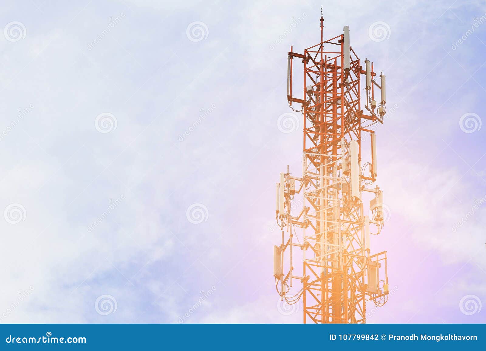 Telecom Base Station Tower with Sky Stock Photo - Image of base, dish ...
