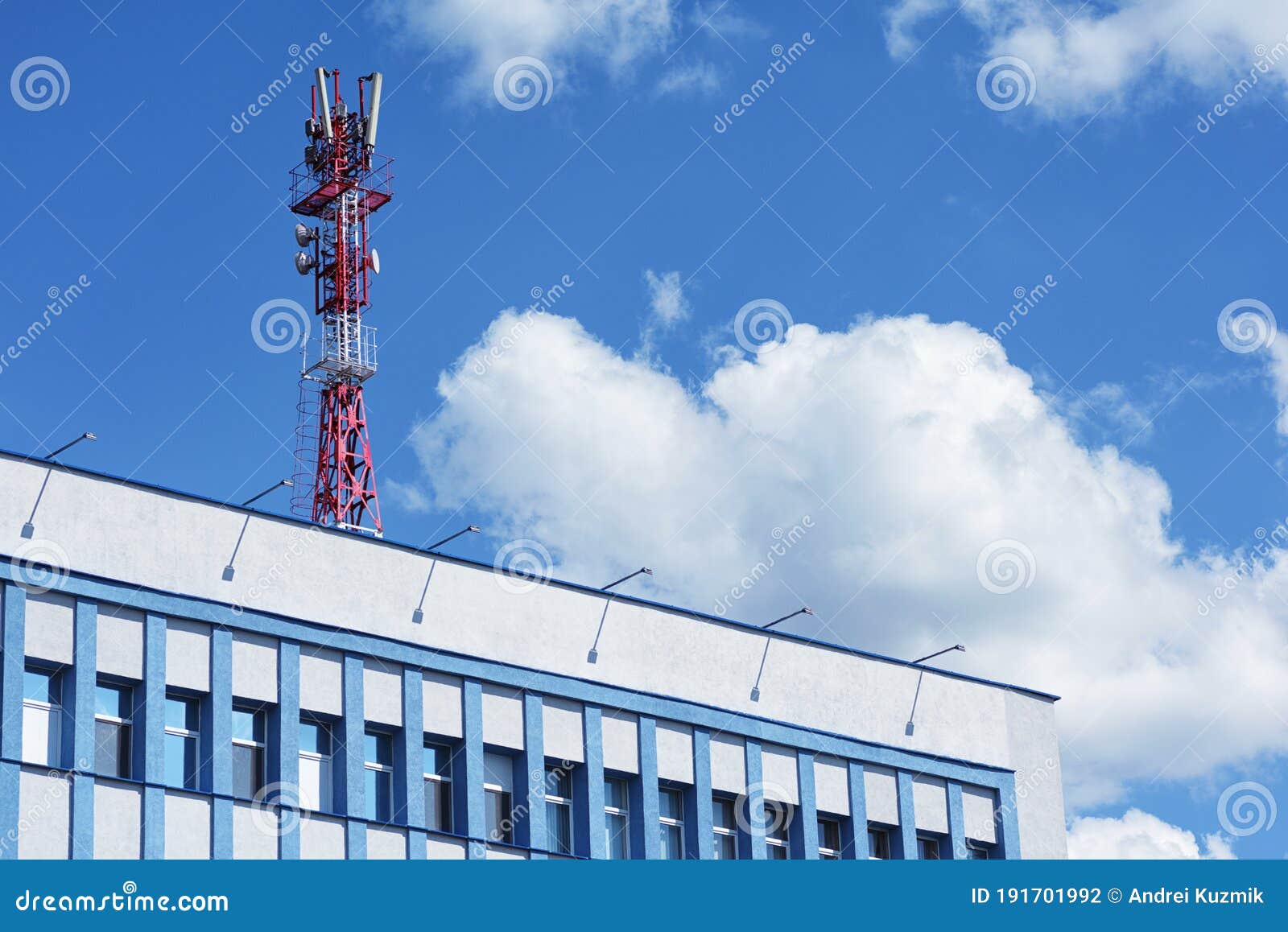 Telecom Cellular Base Station Tower on the Building Stock Photo - Image ...