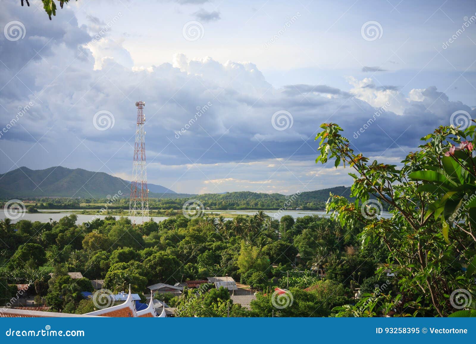 Telecom Cellular Pole Station in Rural Area. Stock Image - Image of ...