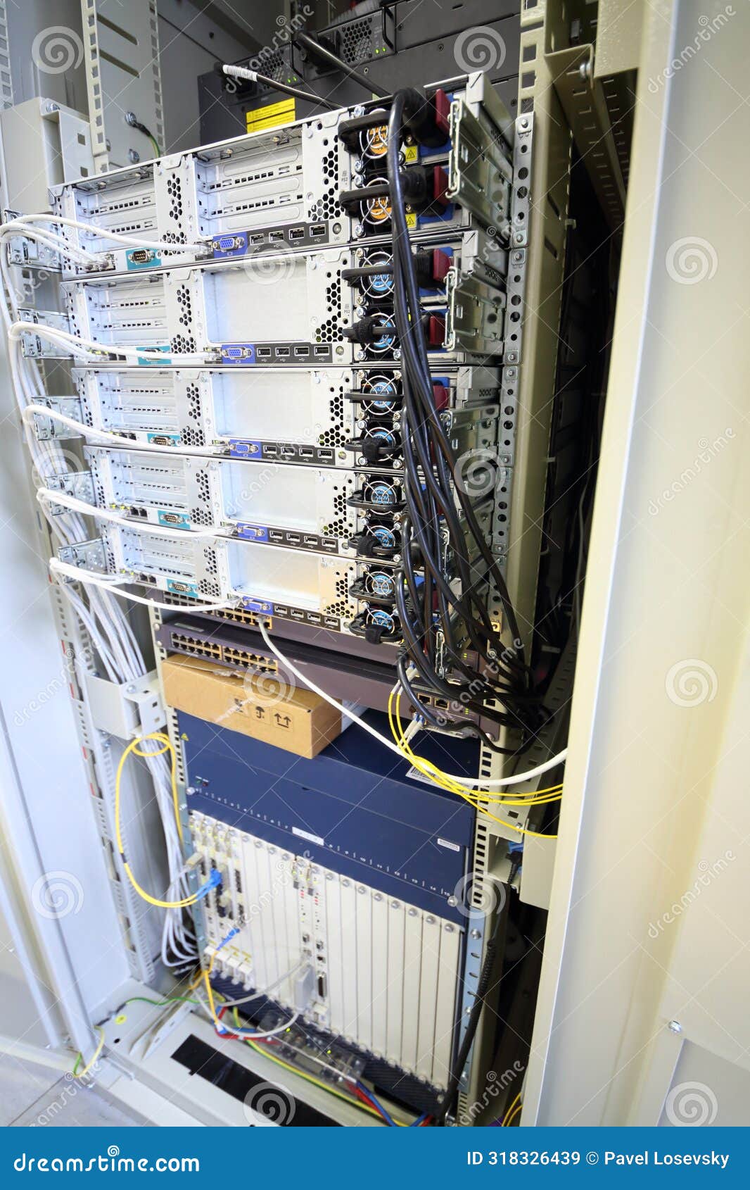 Telecom Equipment with Numerous Cables and Stock Image - Image of ...