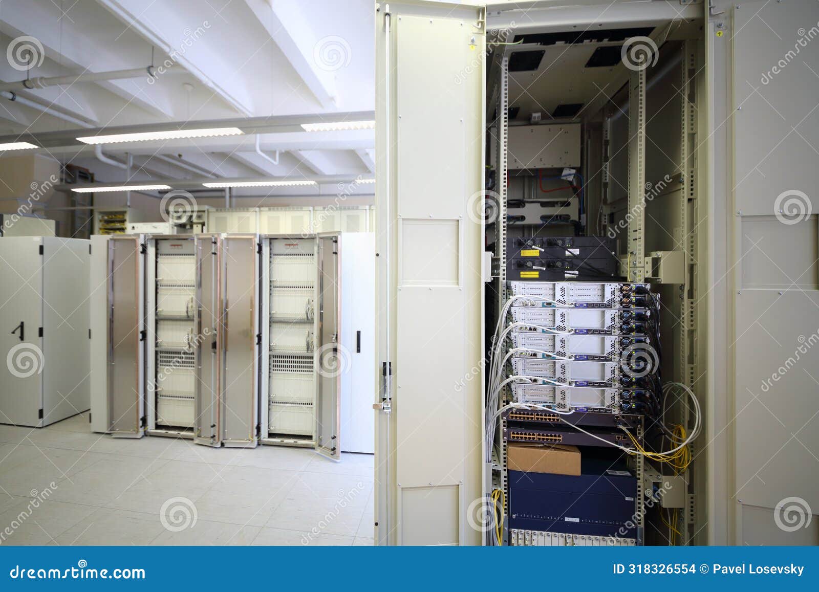 Telecom Equipment with Numerous Cables and Stock Photo - Image of ...