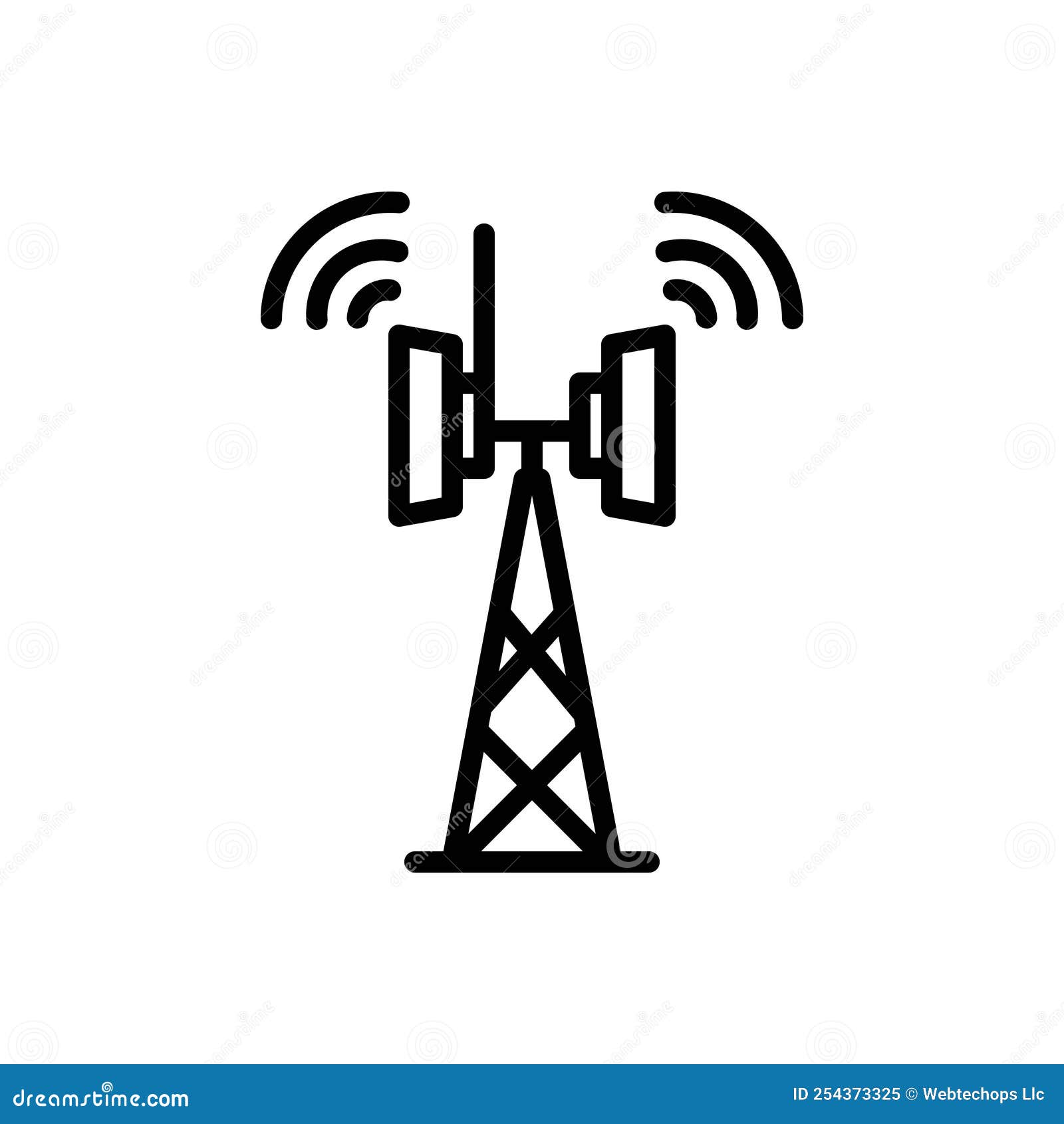 Black Line Icon for Telecom, Transmission and Antenna Stock ...
