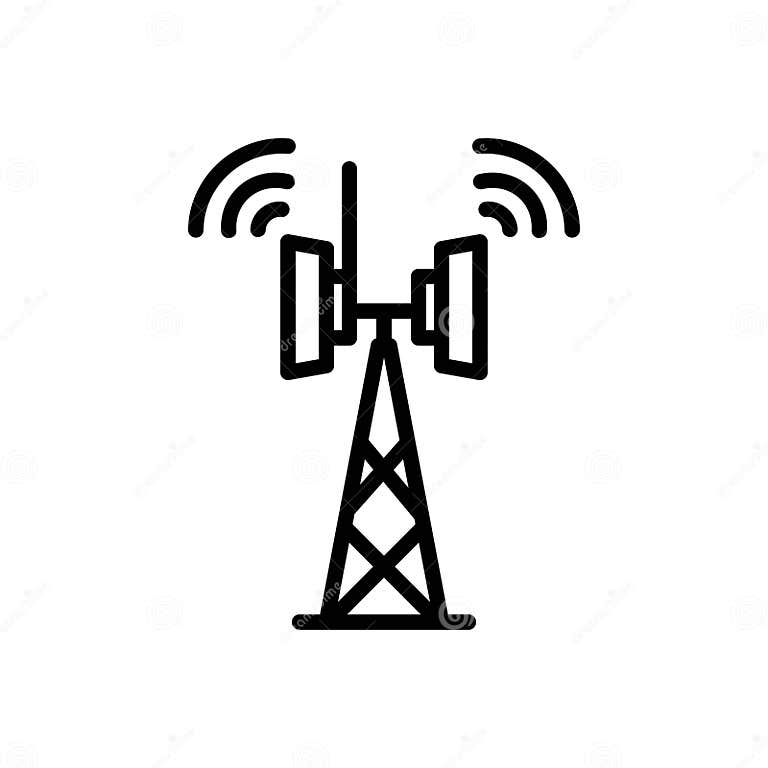 Black Line Icon for Telecom, Transmission and Antenna Stock ...