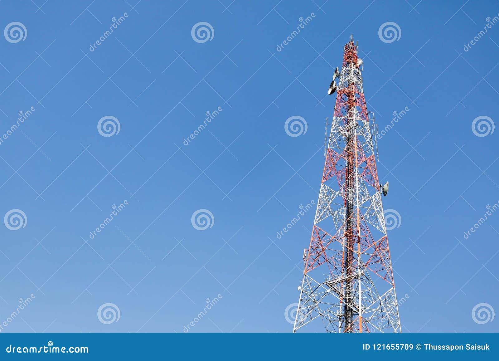 Telecom Network Connections and Blue Sky Stock Image - Image of ...