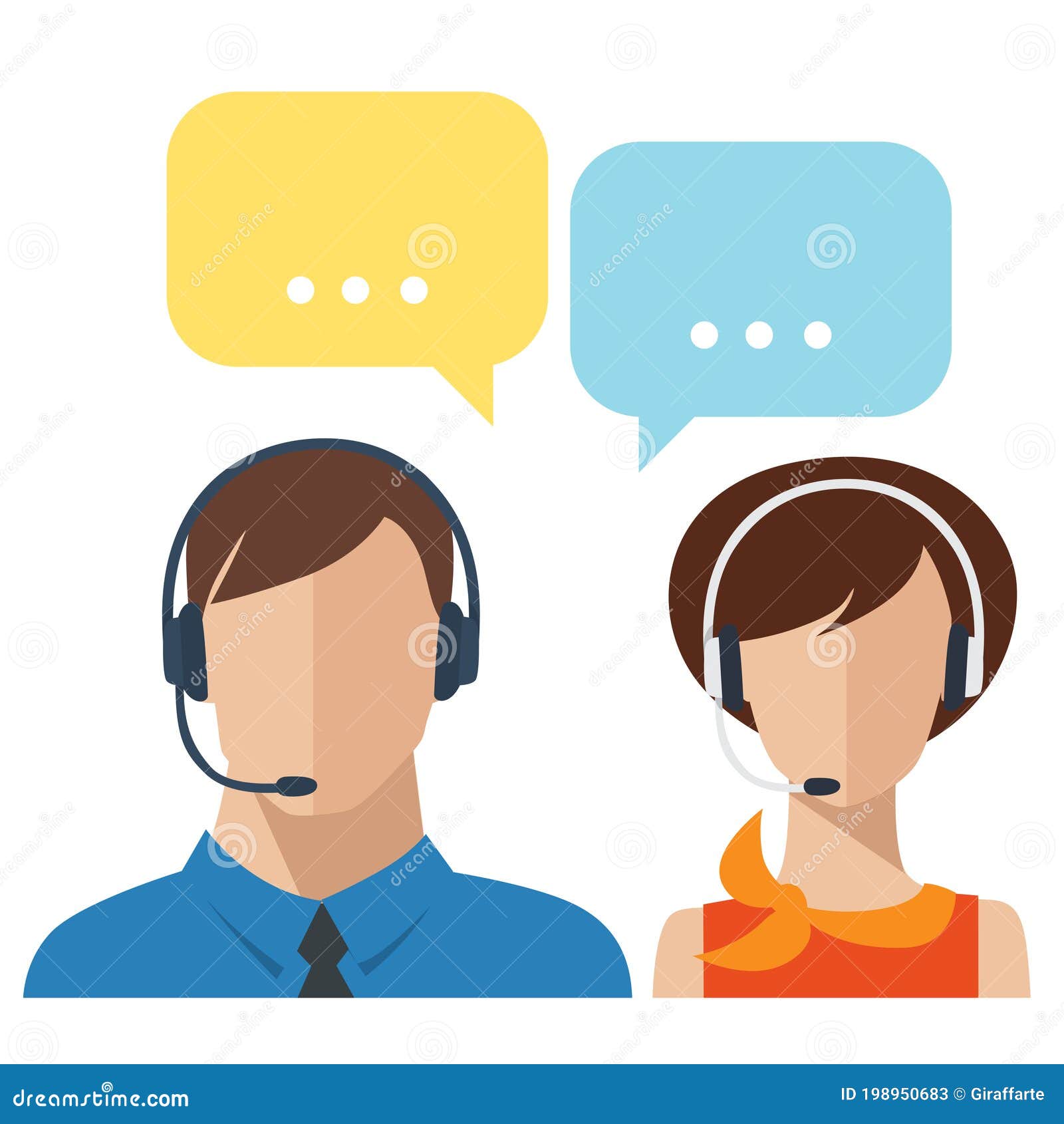 Telecom Operators Professions Avatars for Computer Operators Male and ...