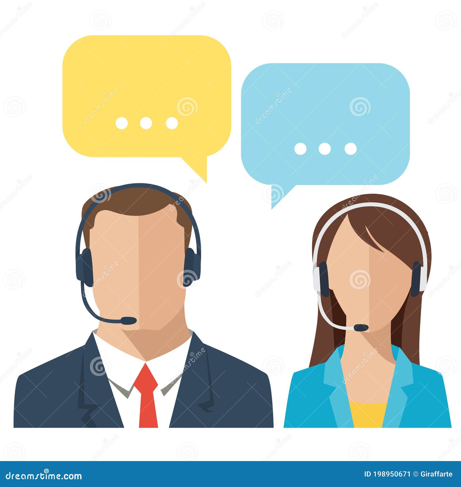 Telecom Operators Professions Avatars for Male and Female Stock Vector ...
