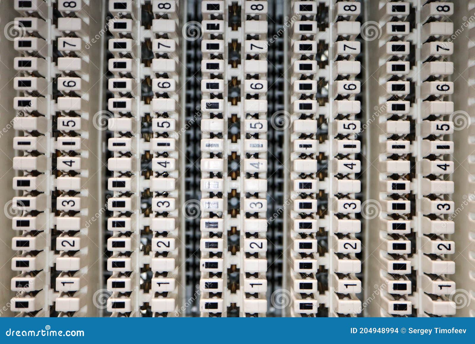 Telecom Quick Connect White Punchdown Blocks Close Up Stock Photo ...