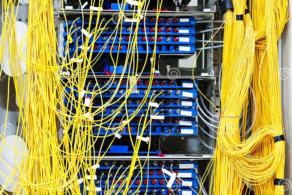 Telecom Room Messy Network Cable Stock Image - Image of room, data ...