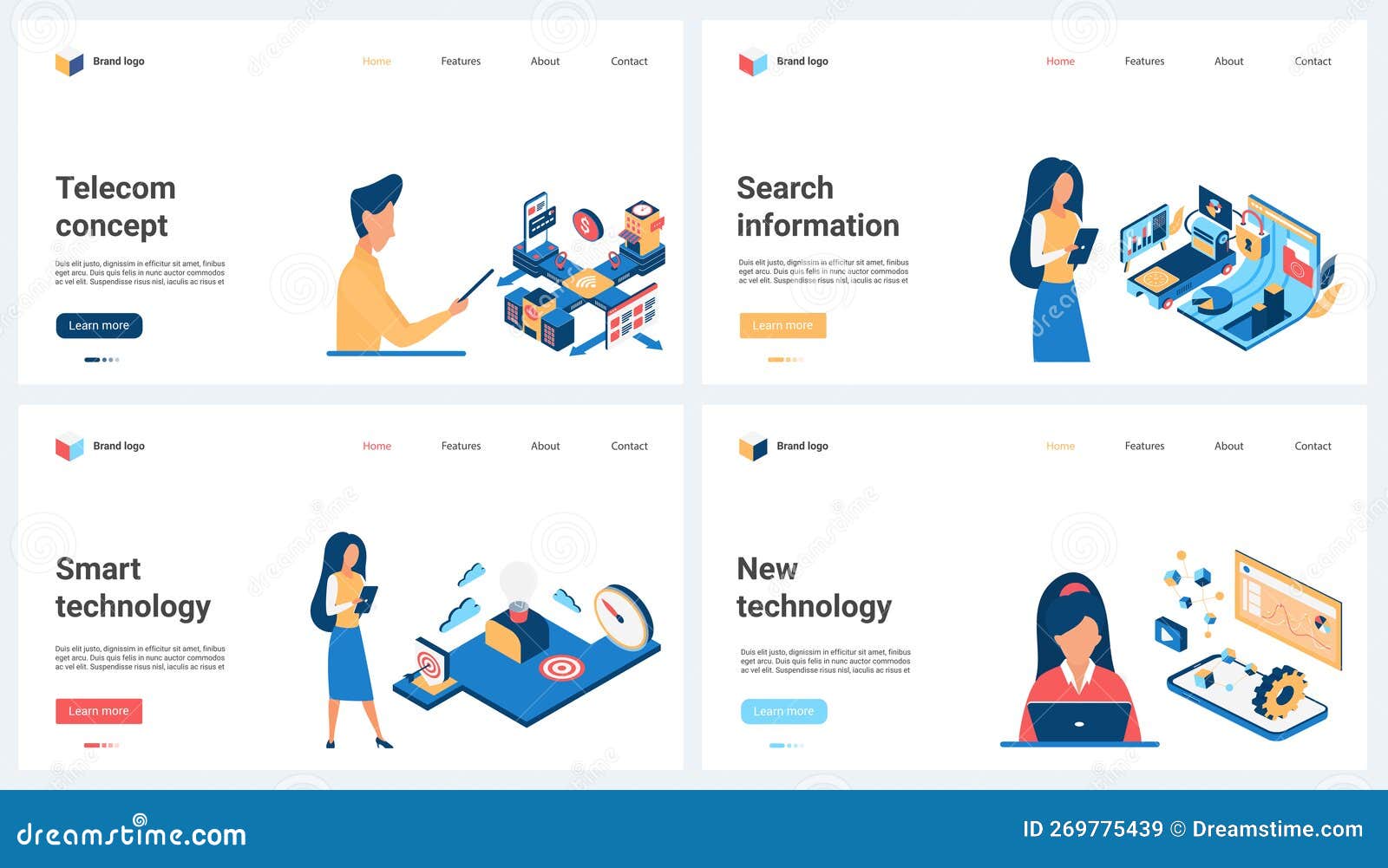 Telecom, Smart Technology, Information Search, Tiny People Work with ...