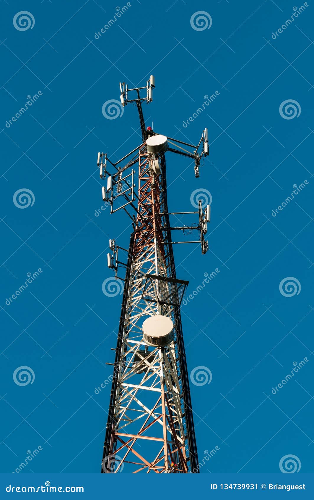 Telecom Tower Against a Blue Sky Stock Image - Image of vertical, tower ...