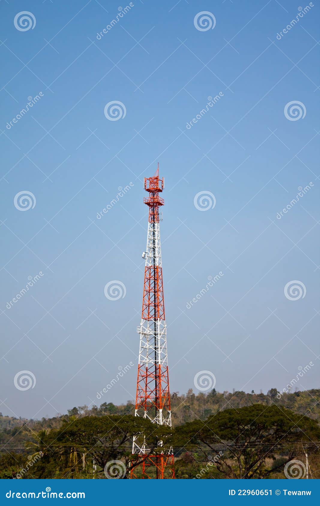 Telecom tower and blue sky stock image. Image of cellular - 22960651