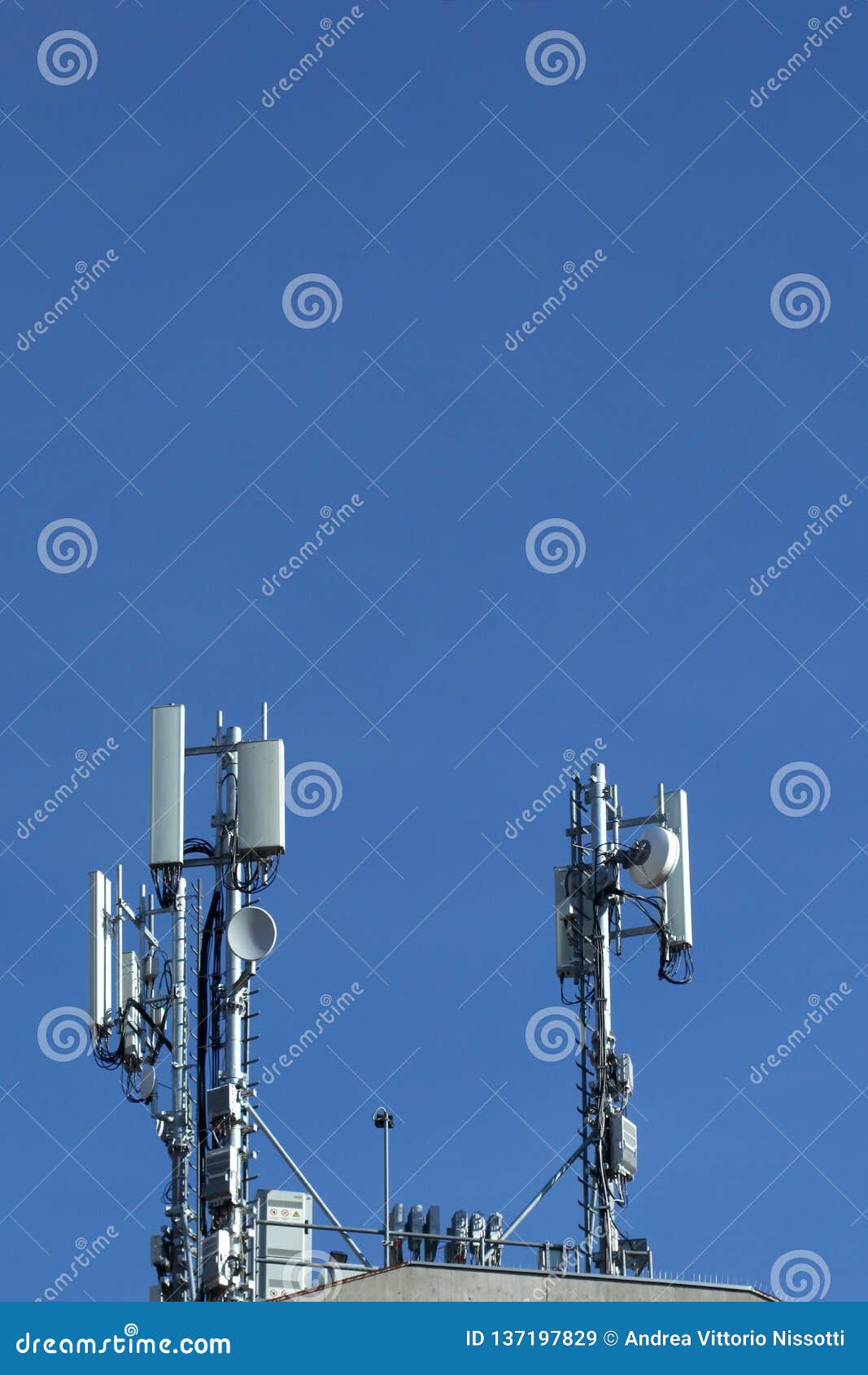 Telecom Tower on a Blue Sky with Copy Space for Your Text Stock Image ...