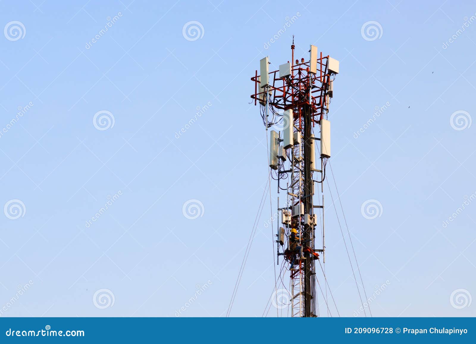 Telecom Tower and Maintenance Stock Photo - Image of information ...