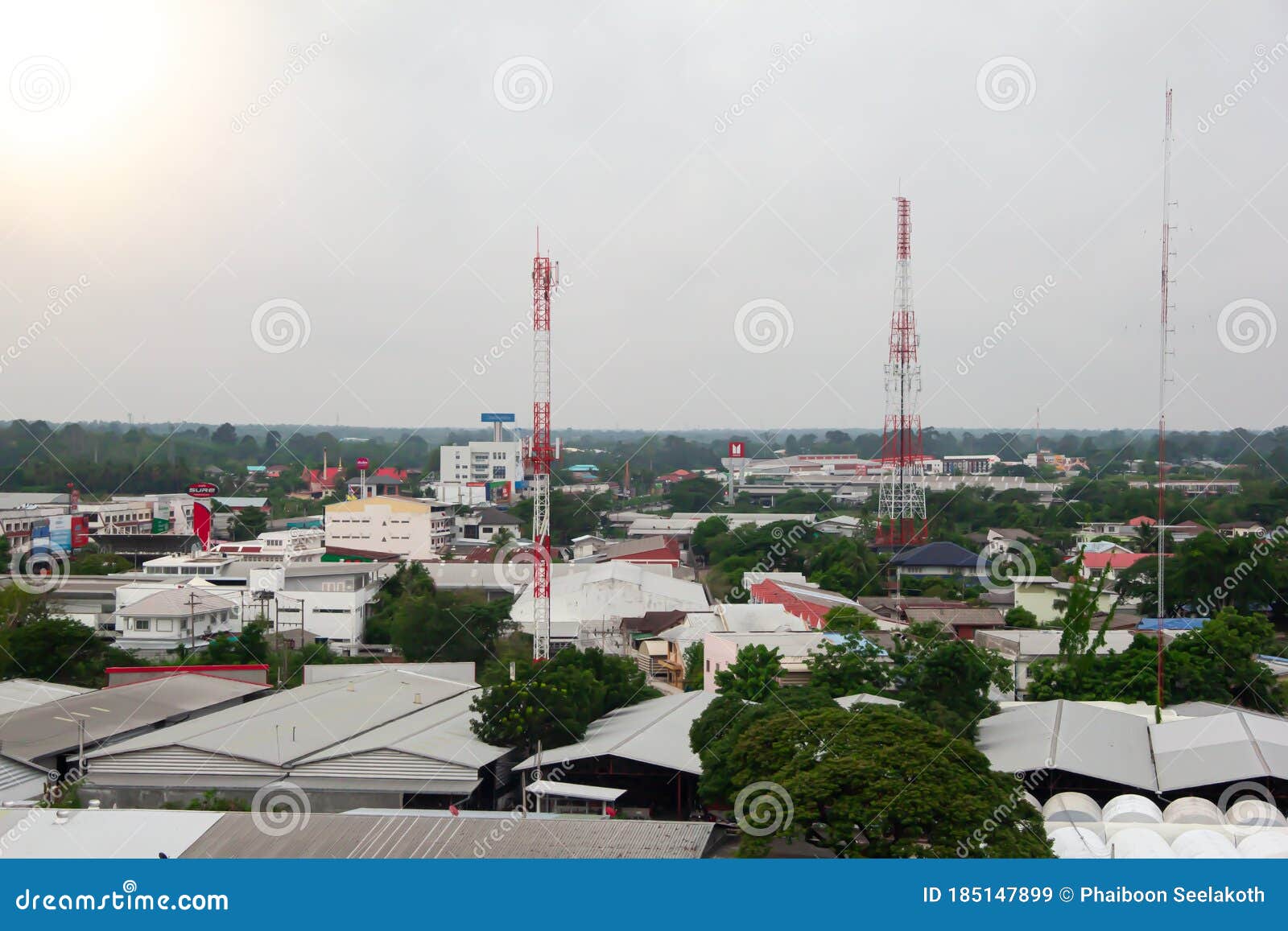 Telecom Tower Painted in White and Red Editorial Stock Image - Image of ...
