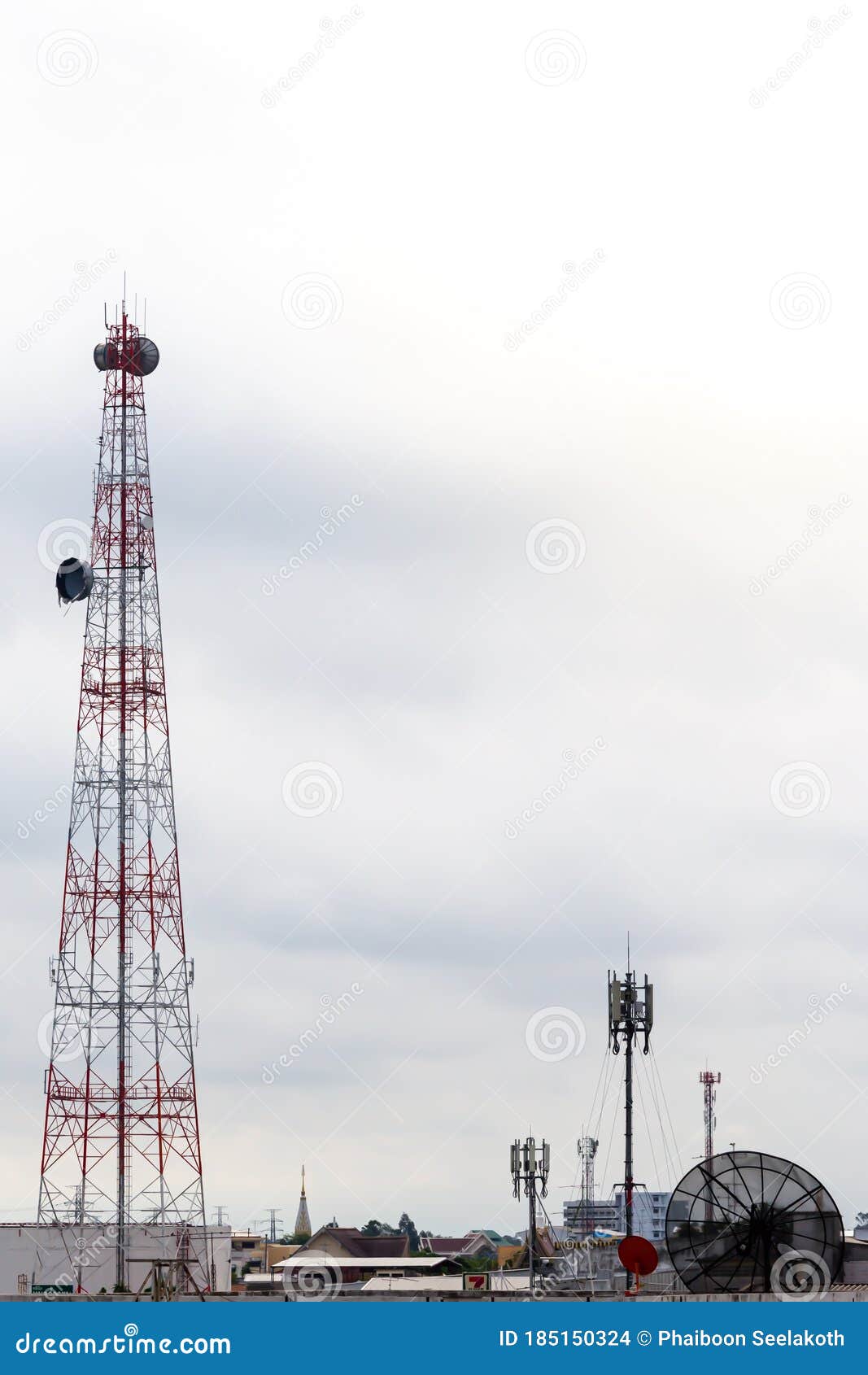 Telecom Tower Painted in White and Red Editorial Stock Image - Image of ...