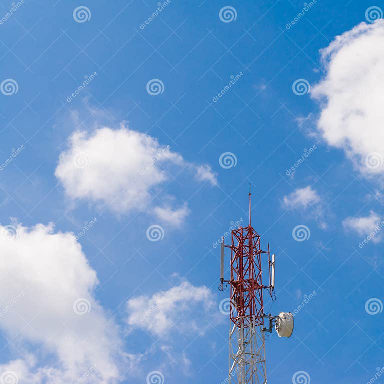 Telecom Tower Pole and Blue Sky Stock Photo - Image of telephone ...