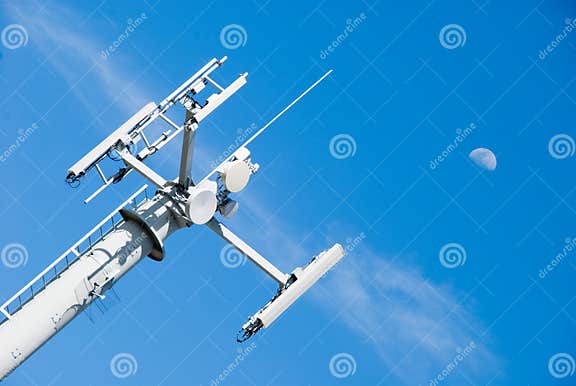 Telecom Tower Sky & Moon Stock Image - Image of telephone, cellular ...