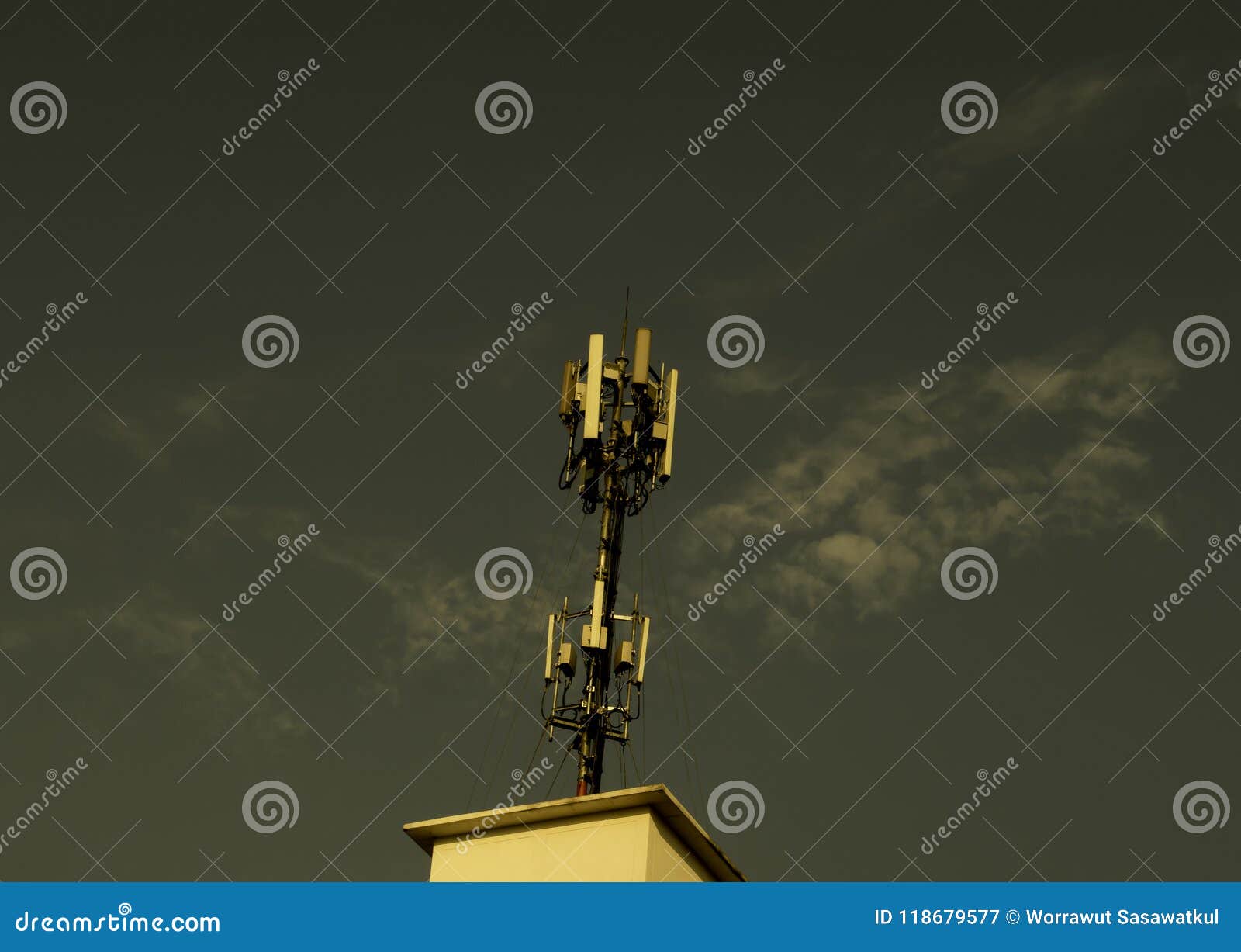 Telecom tower stock image. Image of connection, equipment - 118679577