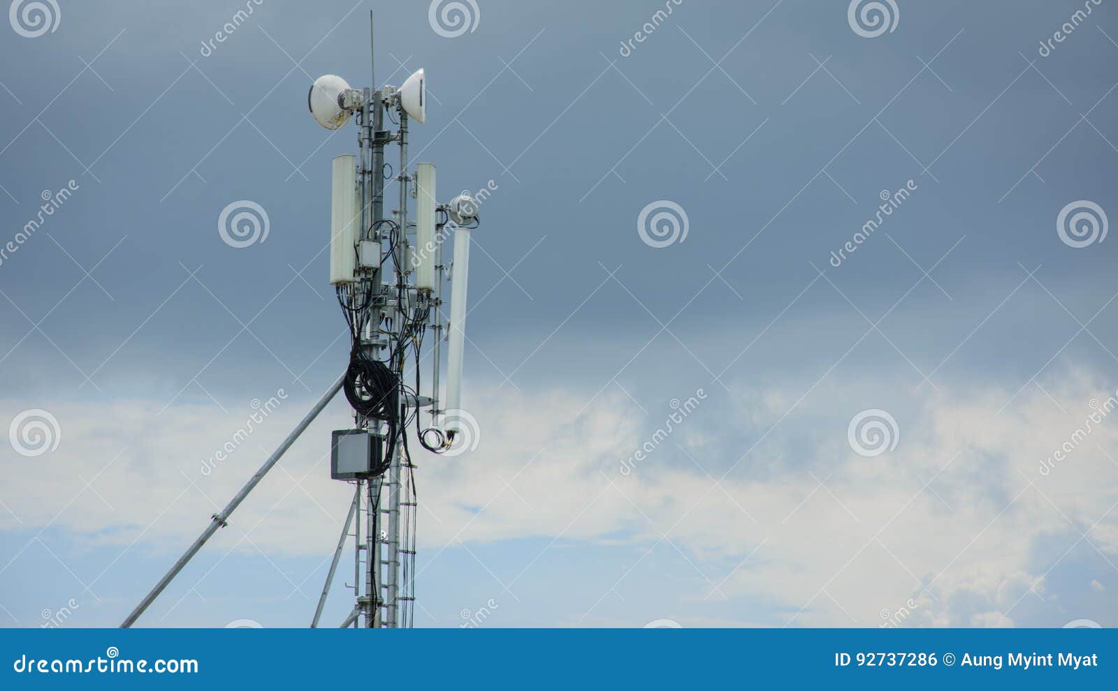 Mobile Telecom Tower with Blue Sky Stock Photo - Image of station ...