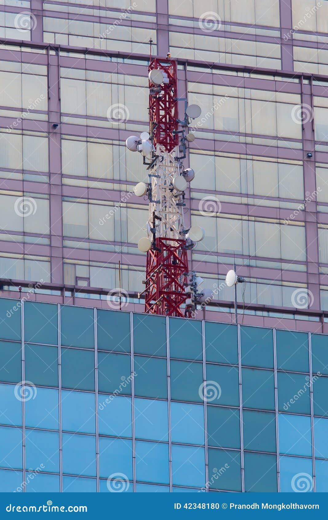 Telecom Transmitter on the Building Roof Stock Photo - Image of metal ...