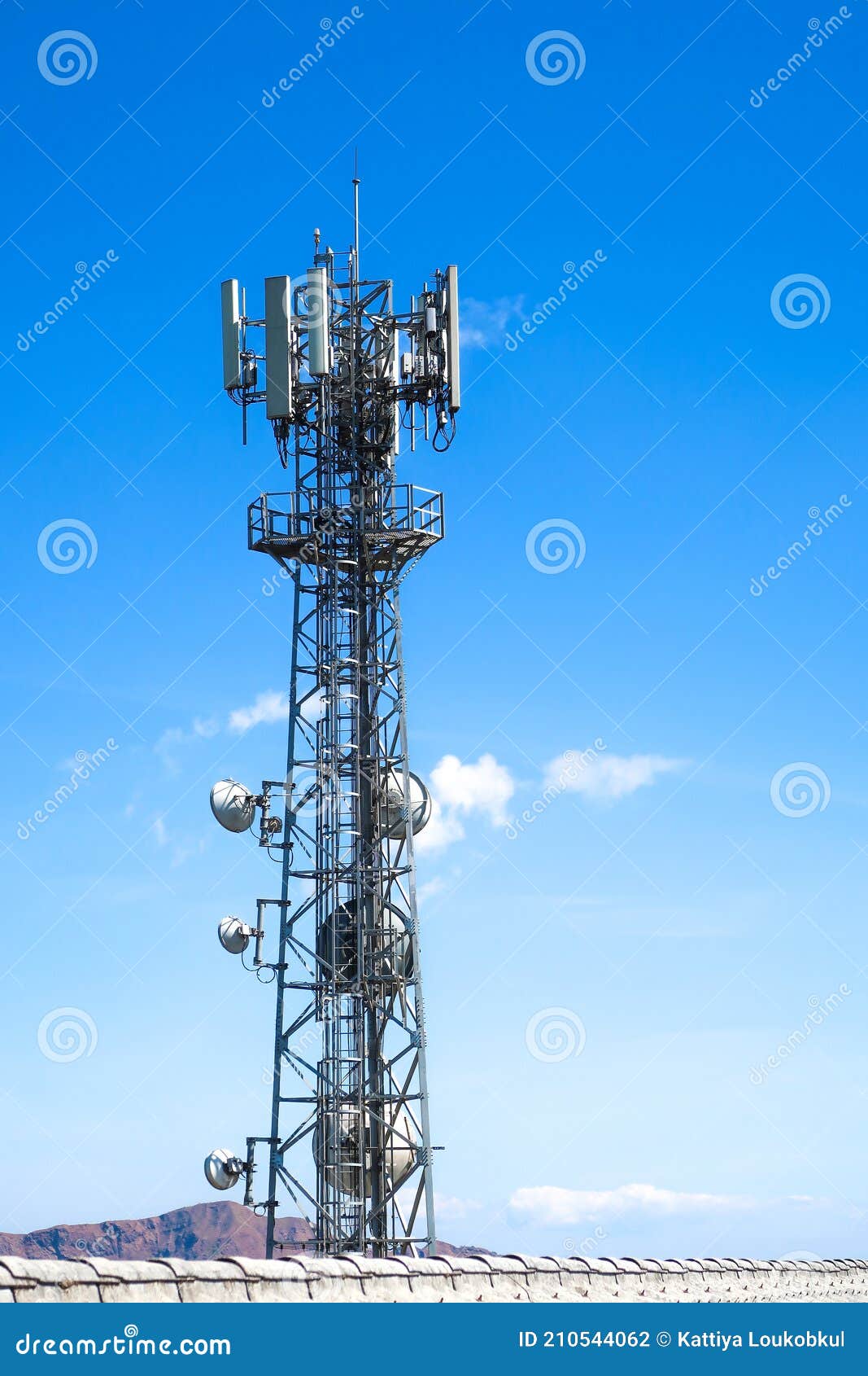 A Telecomm Tower Phone Networkon on Blue Sky and Cloud Stock Photo ...