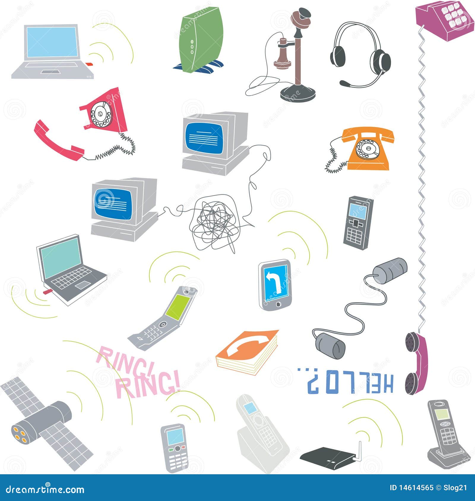 Telecommunication stock vector. Illustration of wire - 14614565