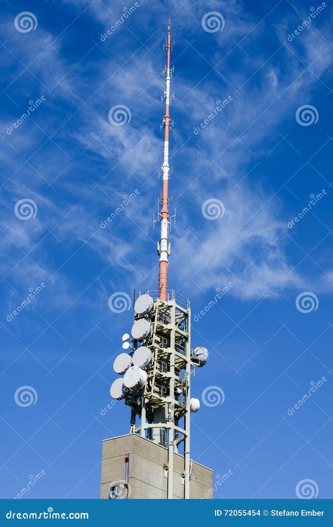 Telecommunication Antenna with Microwave Link Antennas Stock Photo ...
