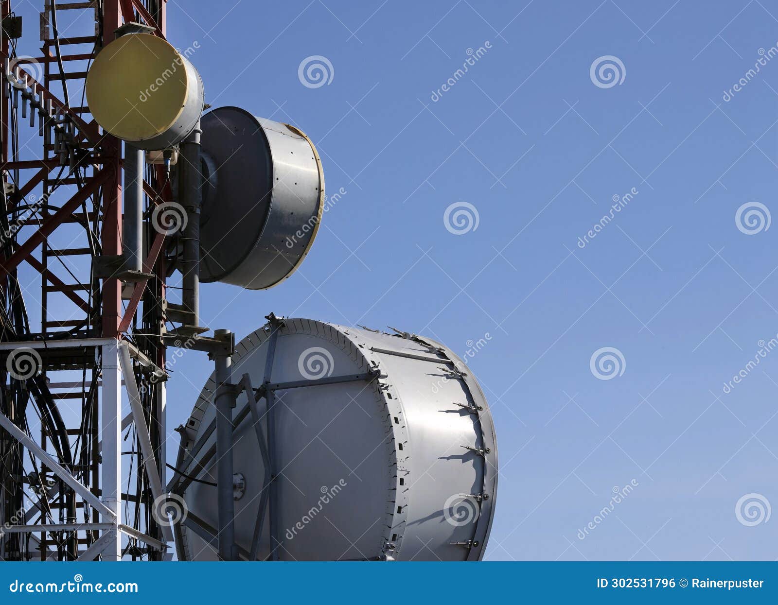 Telecommunication Antenna with Multiple Satellite Dishes Stock Photo ...