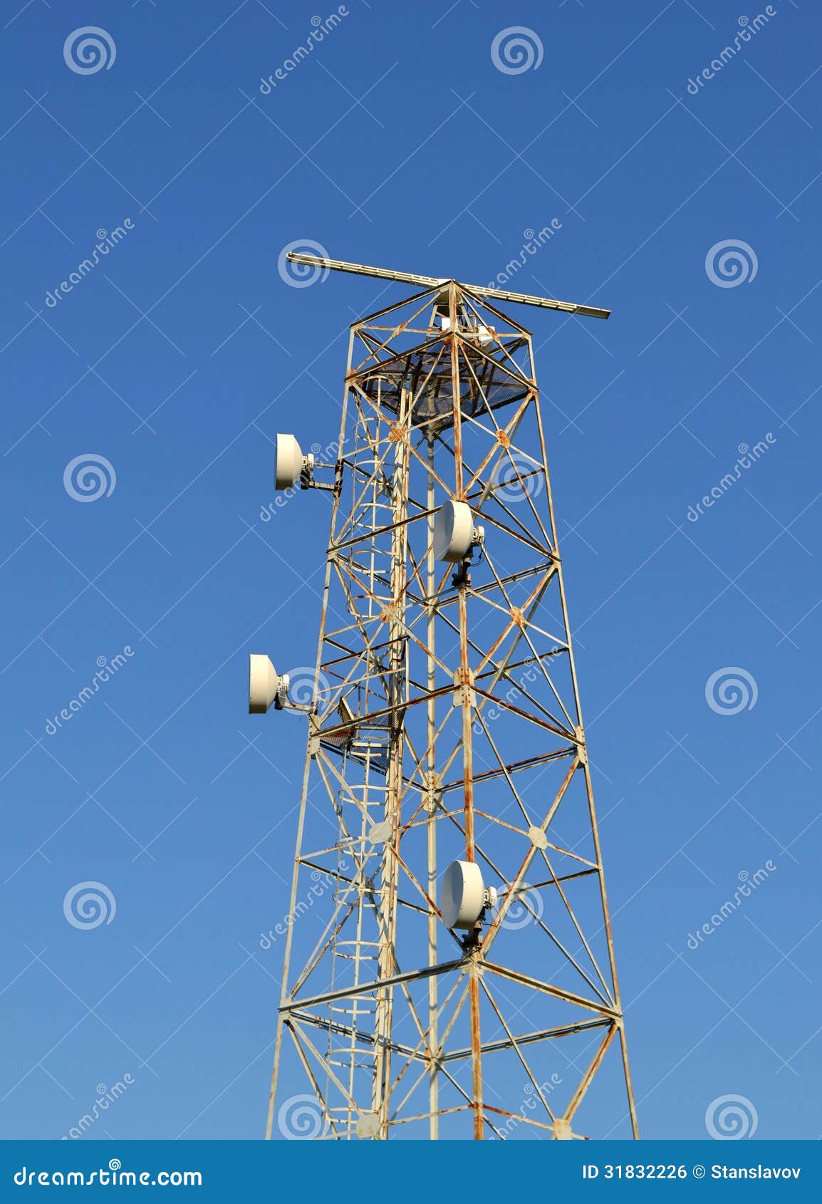 Telecommunication Antenna with Radar Stock Photo - Image of ...